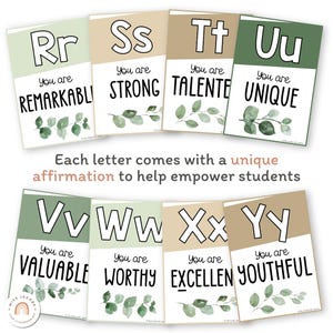 Botanical Affirmation Alphabet Posters, Editable Eucalyptus Alphabet ...