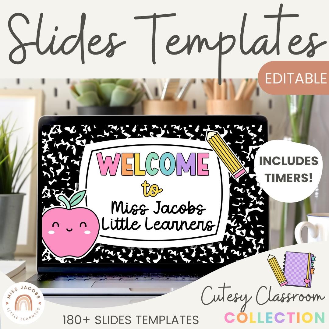 Cutesy Classroom Slides Templates Composition Book, Google Slides and ...