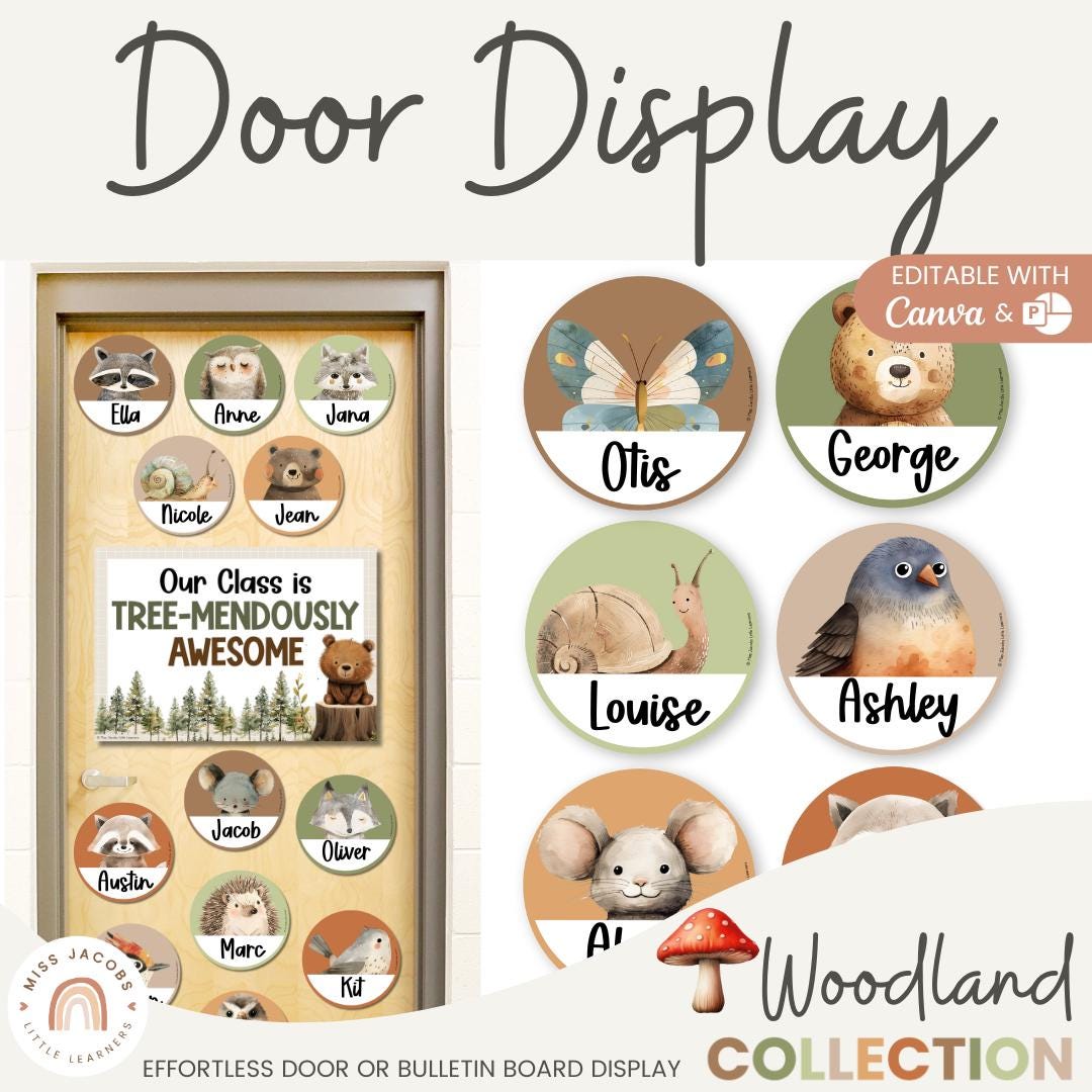 Woodland Door Display Animals Classroom Decor, Back to School Door Sign ...