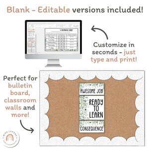 Behavior Clip Chart With Tracker, Editable Modern Botanical Classroom ...