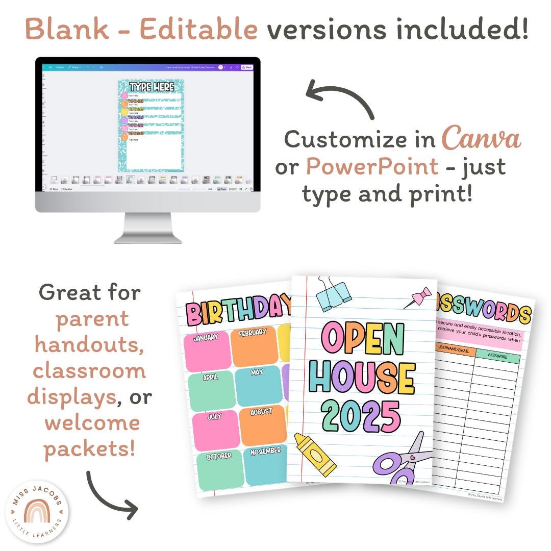 Cutesy Open House Forms Bundle, Editable Meet the Teacher Night Parent ...