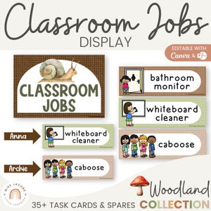 Woodland Classroom Job Chart Forest Animals Theme, Editable Nature ...