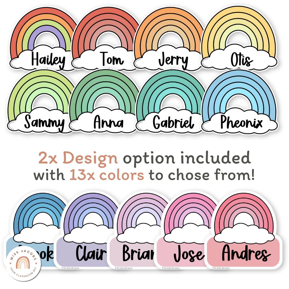 Retro Rainbow Door Display, Printable Vintage Welcome Door Sign + Name ...