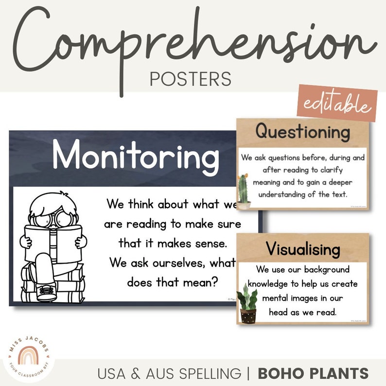 Comprehension Strategy Posters Rustic BOHO PLANTS Decor - Etsy