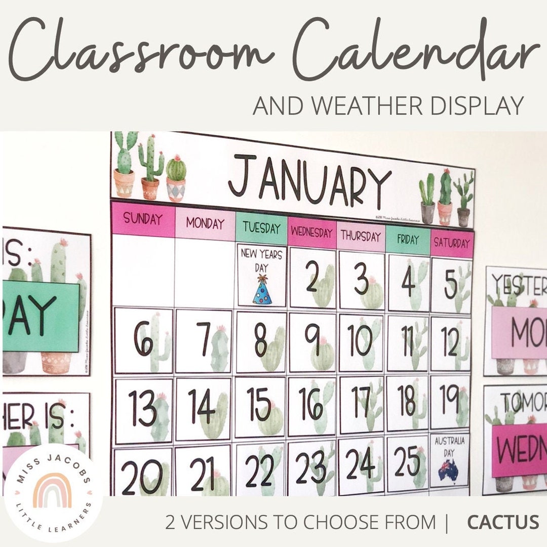 CACTUS Classroom Calendar & Weather Display | Cactus Classroom Decor - Etsy
