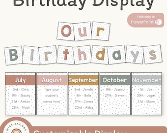 Birthday Display | SPOTTY BOHO Classroom Decor | Editable - Etsy