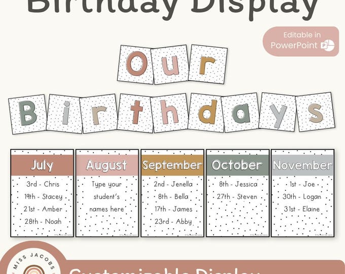 Neutral Boho Rainbow Class Birthday Display - Etsy Canada