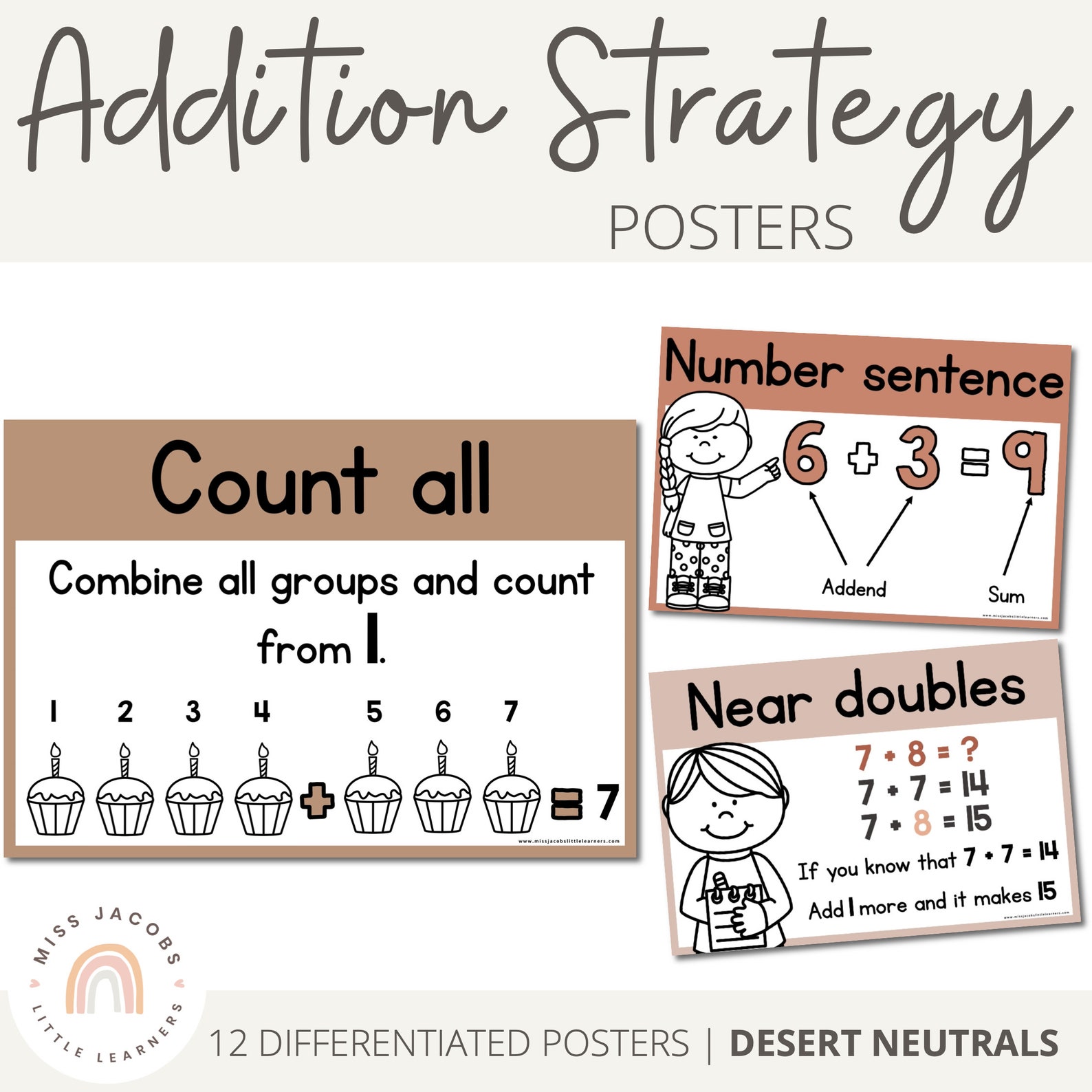 DESERT NEUTRAL Math Posters Bundle Boho Color Palette - Etsy