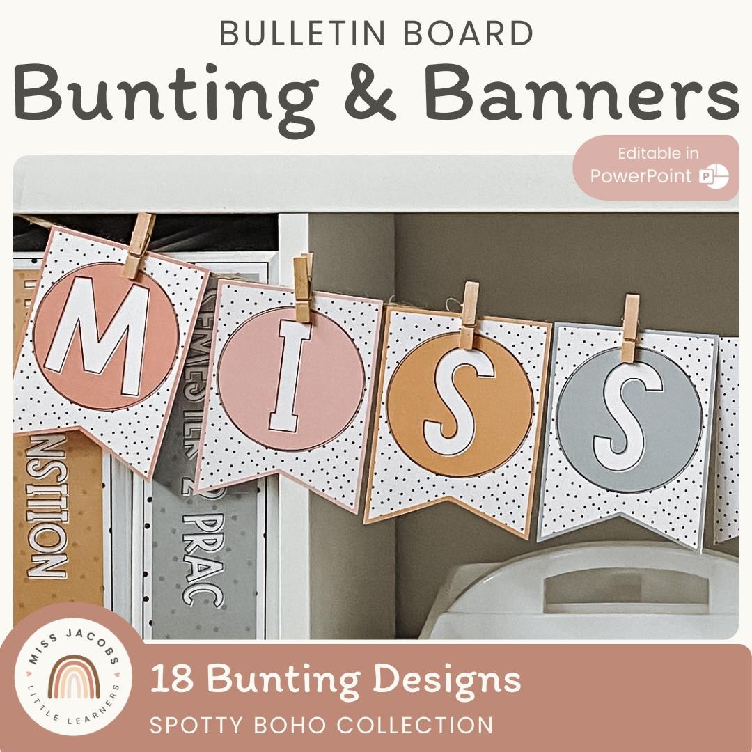 Bulletin Board Bunting | SPOTTY BOHO | Editable - Etsy