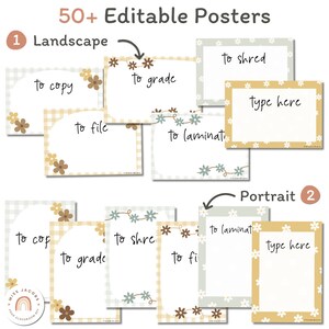 Editable Classroom Posters | Daisy Gingham Neutrals Classroom Decor - Etsy