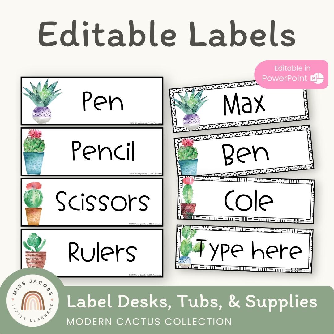 CACTUS Classroom Labels | Editable | Cactus Classroom Decor - Etsy