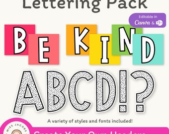 Bulletin Board Lettering Pack | SPOTTY BRIGHTS Classroom Decor - Etsy