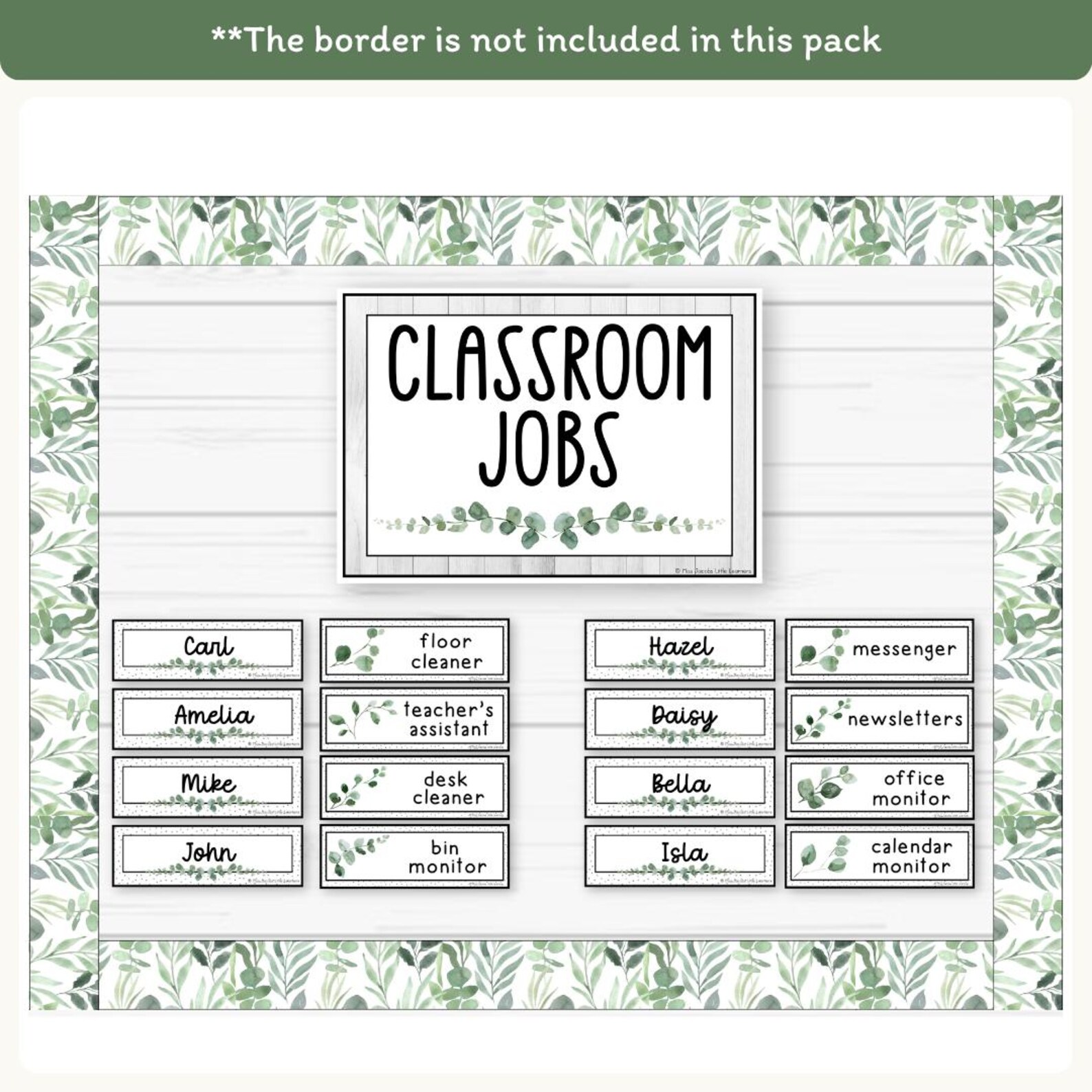 Classroom Job Chart Printable, Editable Nature-themed Job Card Display ...
