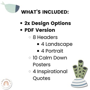 Calm Down Corner Kit Cute Sea Life, Ocean Theme SEL Posters, Printable ...