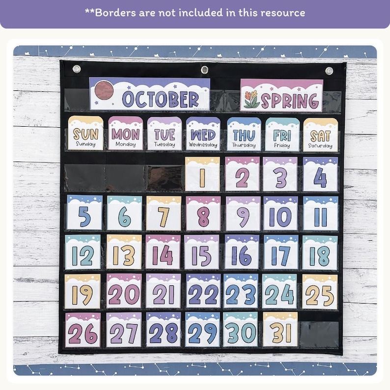 Calendar, Weather, and Temperature Display: Dreamy Space Classroom ...