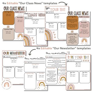 Classroom Newsletter Templates | Editable | Boho Rainbow Classroom ...