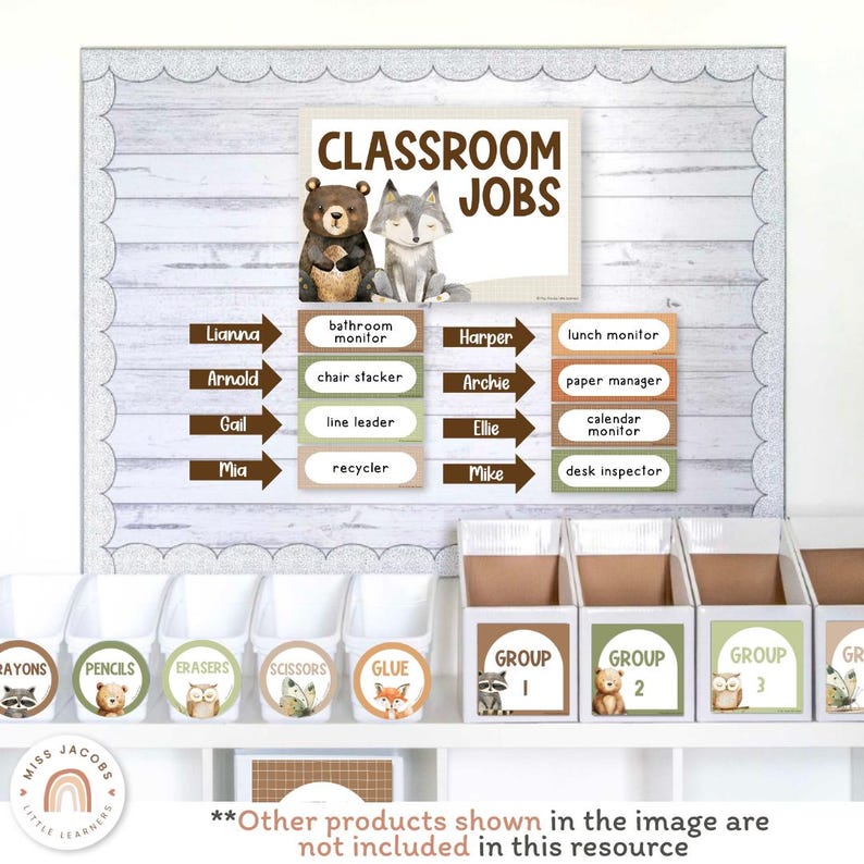 Woodland Classroom Job Chart Forest Animals Theme, Editable Nature ...