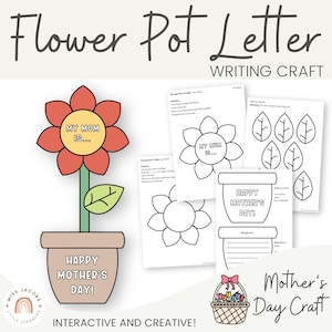 Printable Flower Pot Mother’s Day Craft, Writing and DIY Keepsake Gift ...