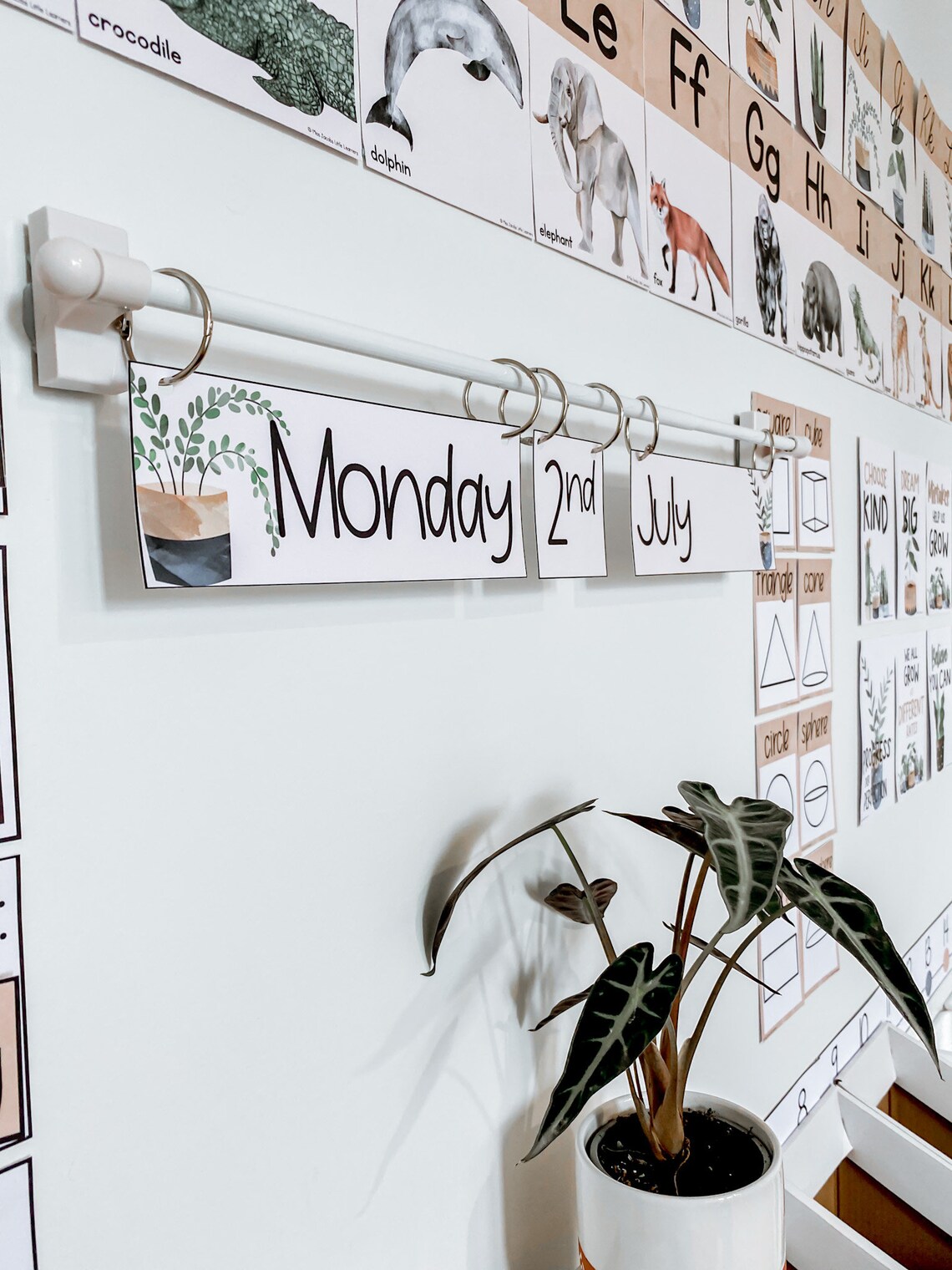 Flip Calendar Modern Boho Plants Rustic Classroom Decor - Etsy