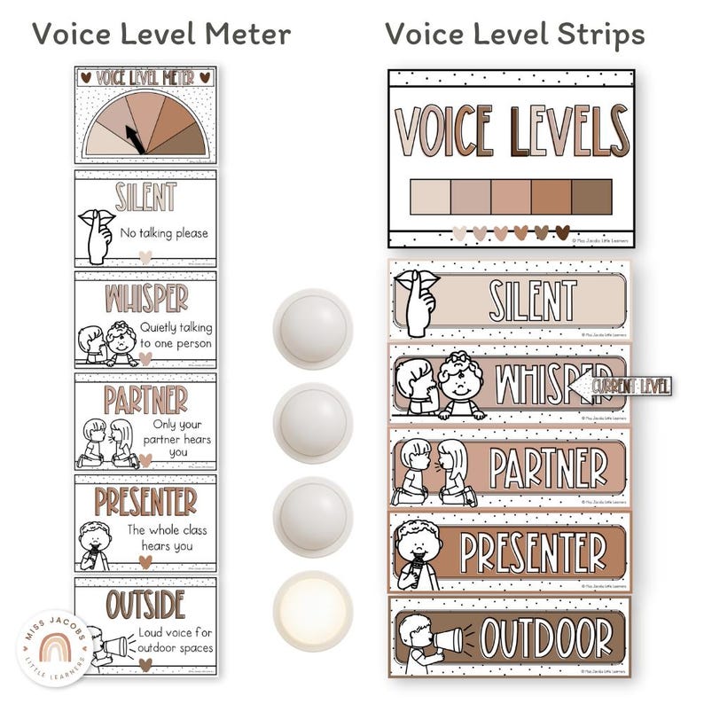 Spotty Neutrals Voice Noise Level Display | EDITABLE Classroom Teacher ...