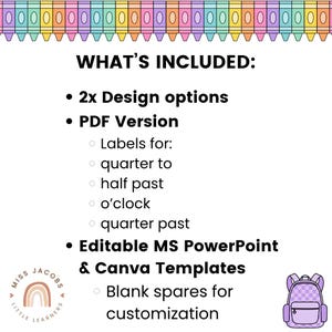 Cutesy Clock Labels Display, Editable Classroom Wall Clock Decor ...