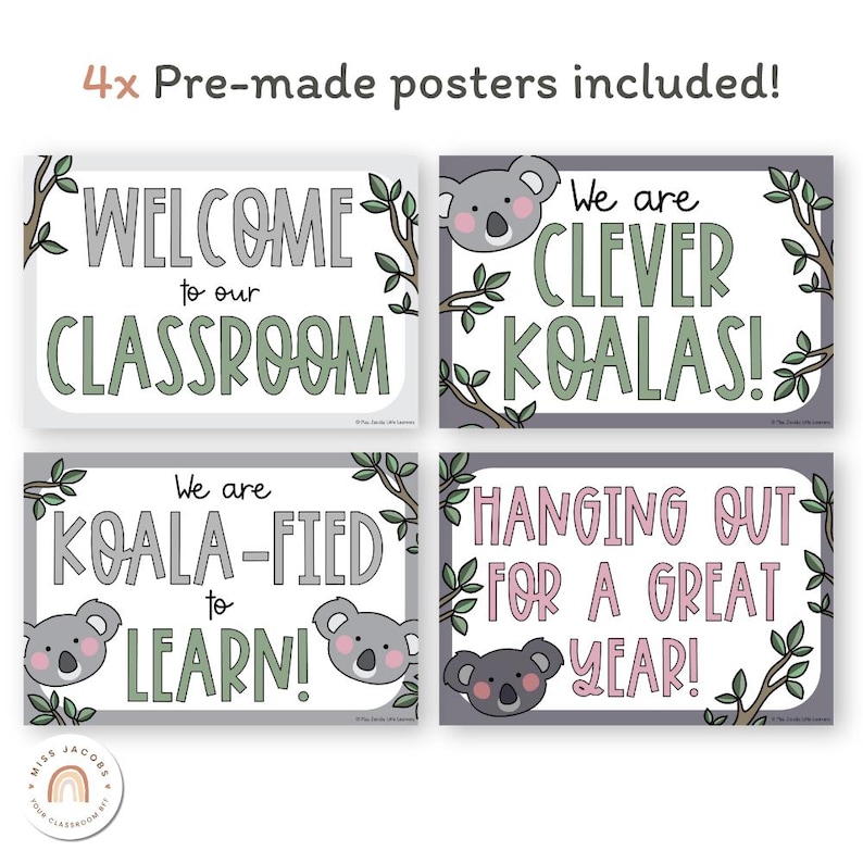 Koala Classroom Door Sign, Editable Welcome Posters + Name Labels or ...