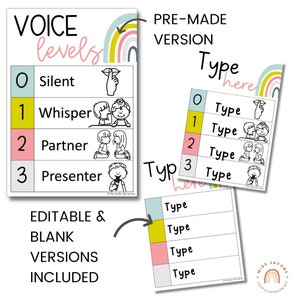 Modern Rainbow Voice Noise Level Display | EDITABLE Classroom Teacher ...