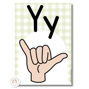 ASL american Sign Language Alphabet Posters Daisy Gingham Pastels ...