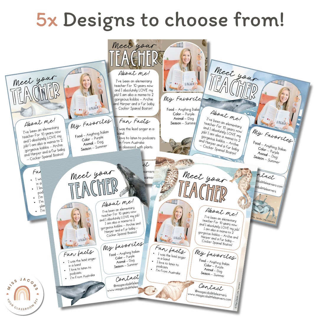 Meet the Teacher Templates | Modern Ocean Classroom Decor | Editable - Etsy