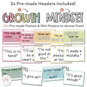 SPOTTY PASTELS Growth Mindset Posters | Muted Rainbow Classroom Decor ...