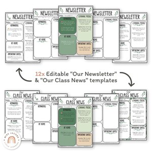 Newsletter Template for Teachers, Editable Weekly & Monthly Parent ...