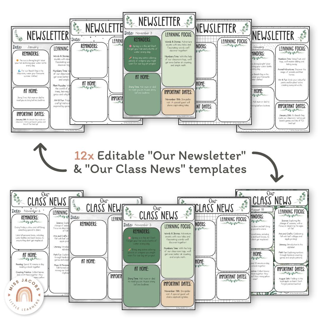 Newsletter Template for Teachers, Editable Weekly & Monthly Parent ...