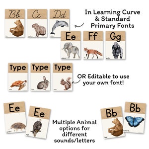 Rustic Modern Boho Alphabet Posters With Animal Images | Editable - Etsy