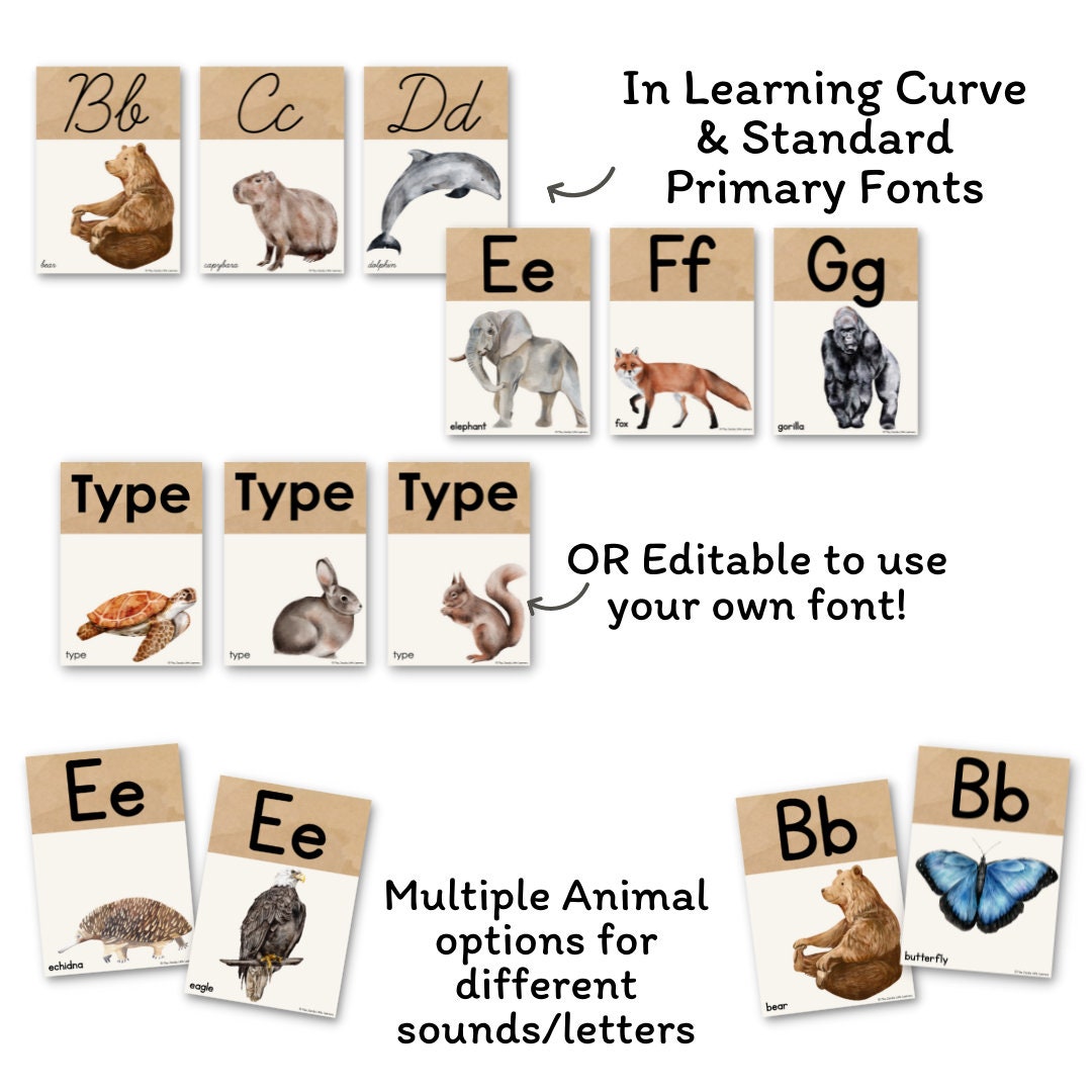 Rustic Modern Boho Alphabet Posters With Animal Images - Etsy