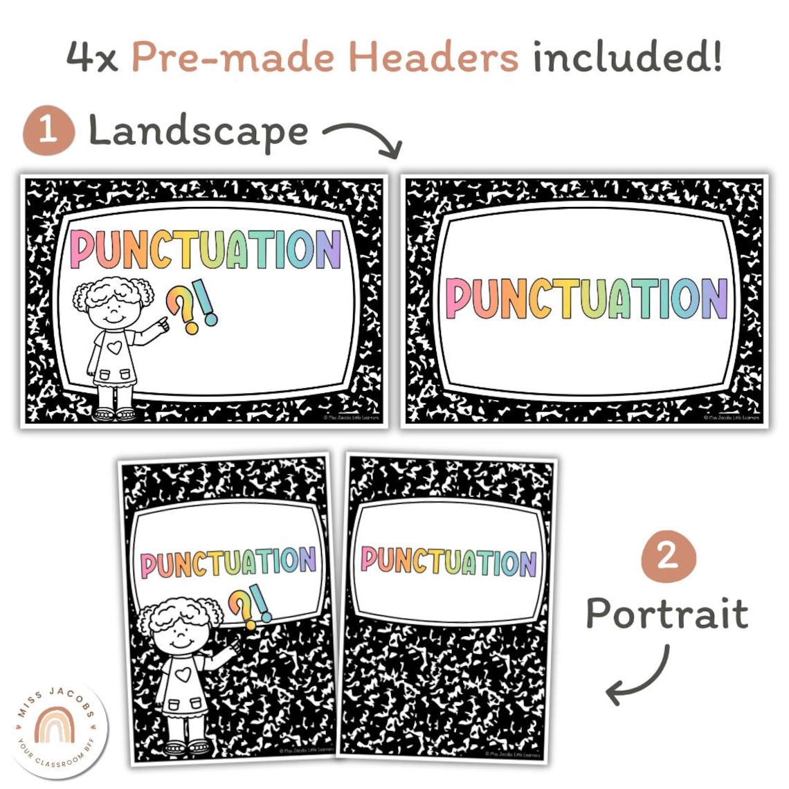 Cutesy Punctuation Posters, Printable English Anchor Charts, Editable ...