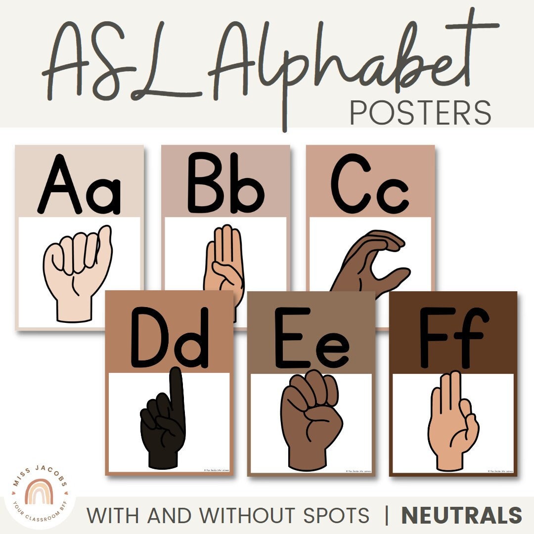 ASL american Sign Language Alphabet Posters NEUTRALS Ombre Neutrals - Etsy