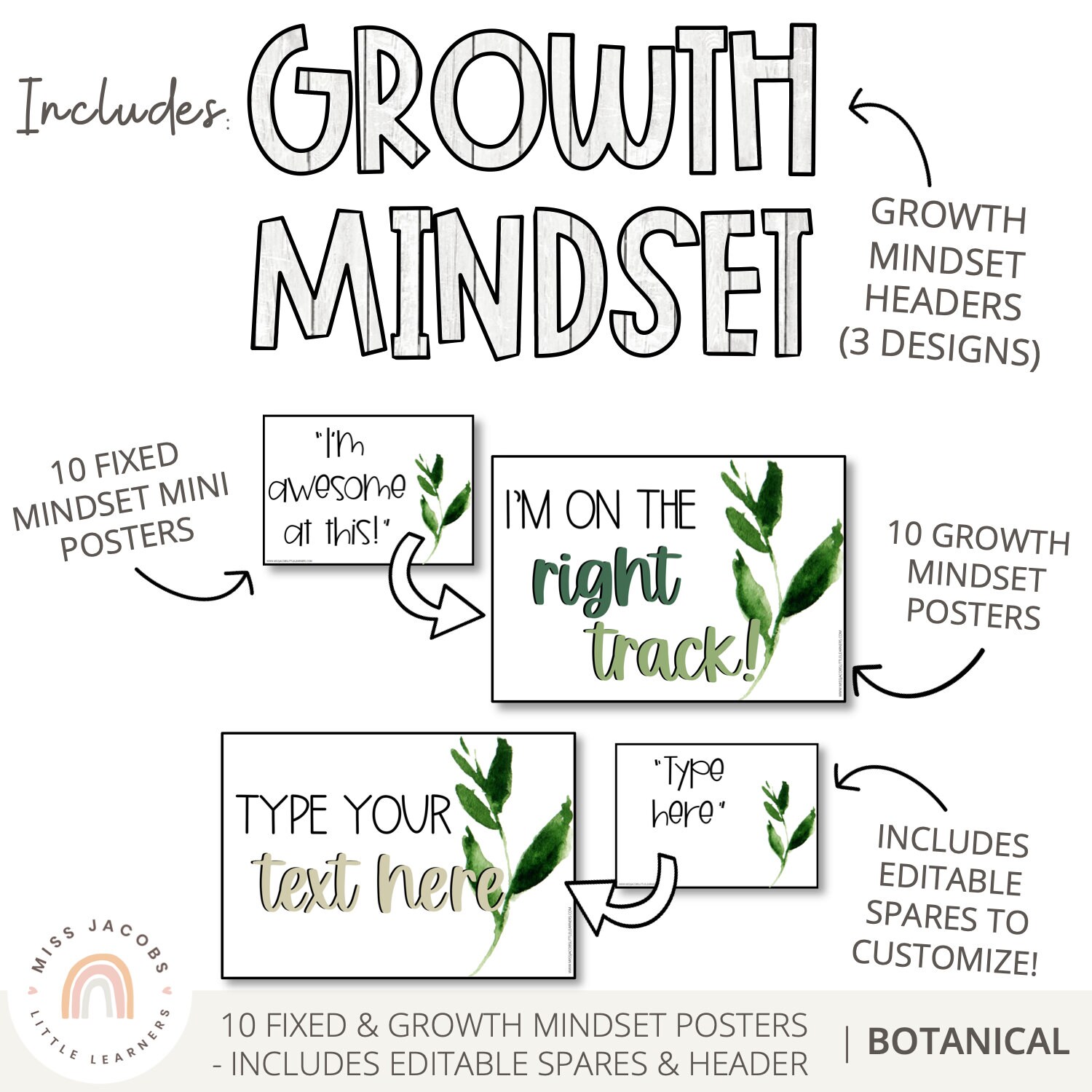 BOTANICAL Growth Mindset Display Modern Farmhouse Classroom - Etsy ...