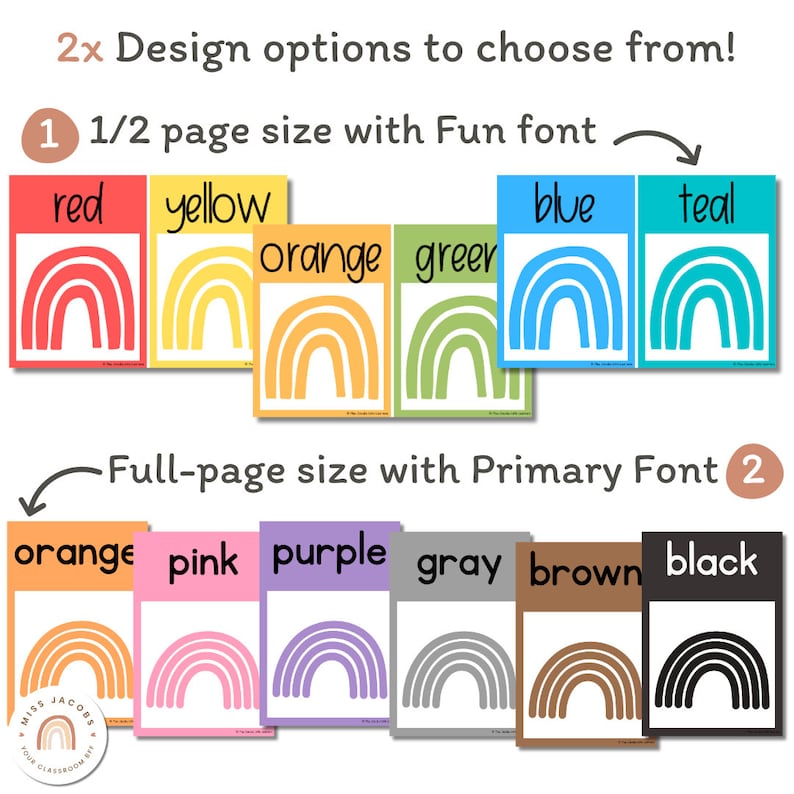Modern Rainbow Color Posters | Boho Classroom Decor | Editable - Etsy