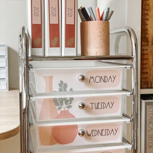 BOHO VIBES 10 Drawer Rolling Cart Labels | Editable | Desert Neutral ...