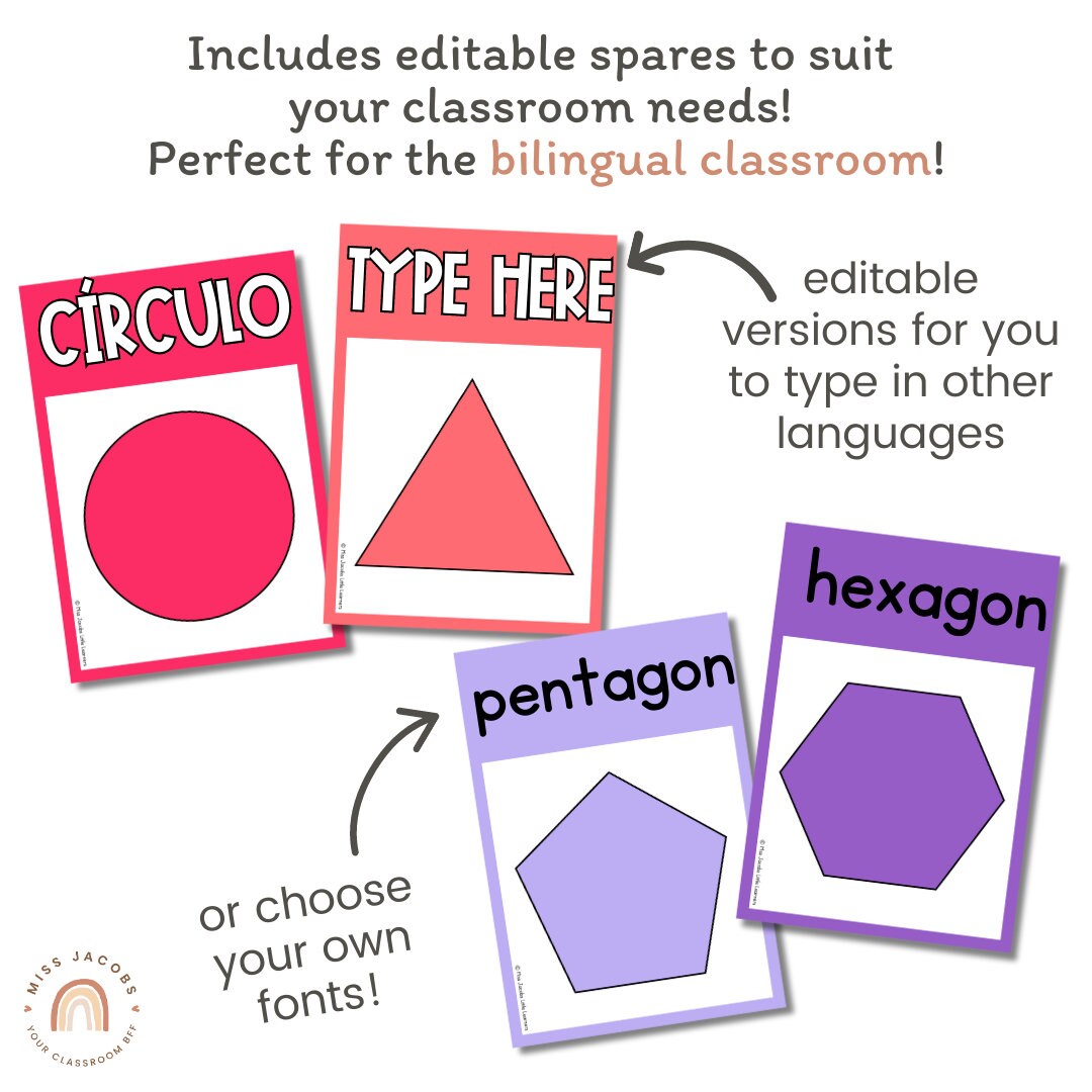 Shape Posters | Modern Simple Brights | Rainbow Classroom Decor ...