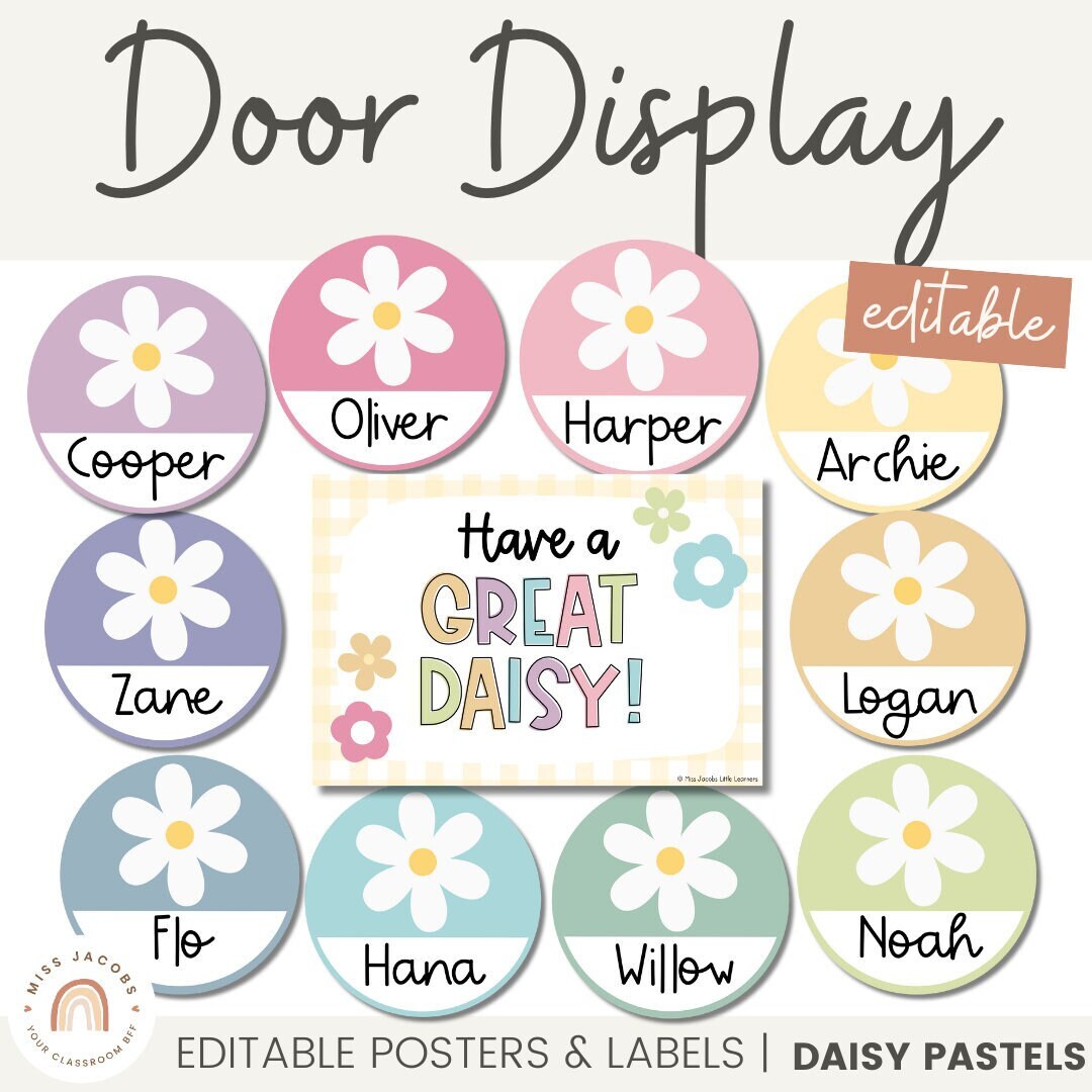 Daisy Door Display or Bulletin Board Daisy Gingham Pastels Classroom ...