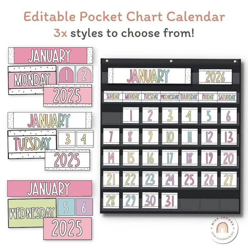 Classroom Calendar and Weather Display | SPOTTY PASTELS - Etsy