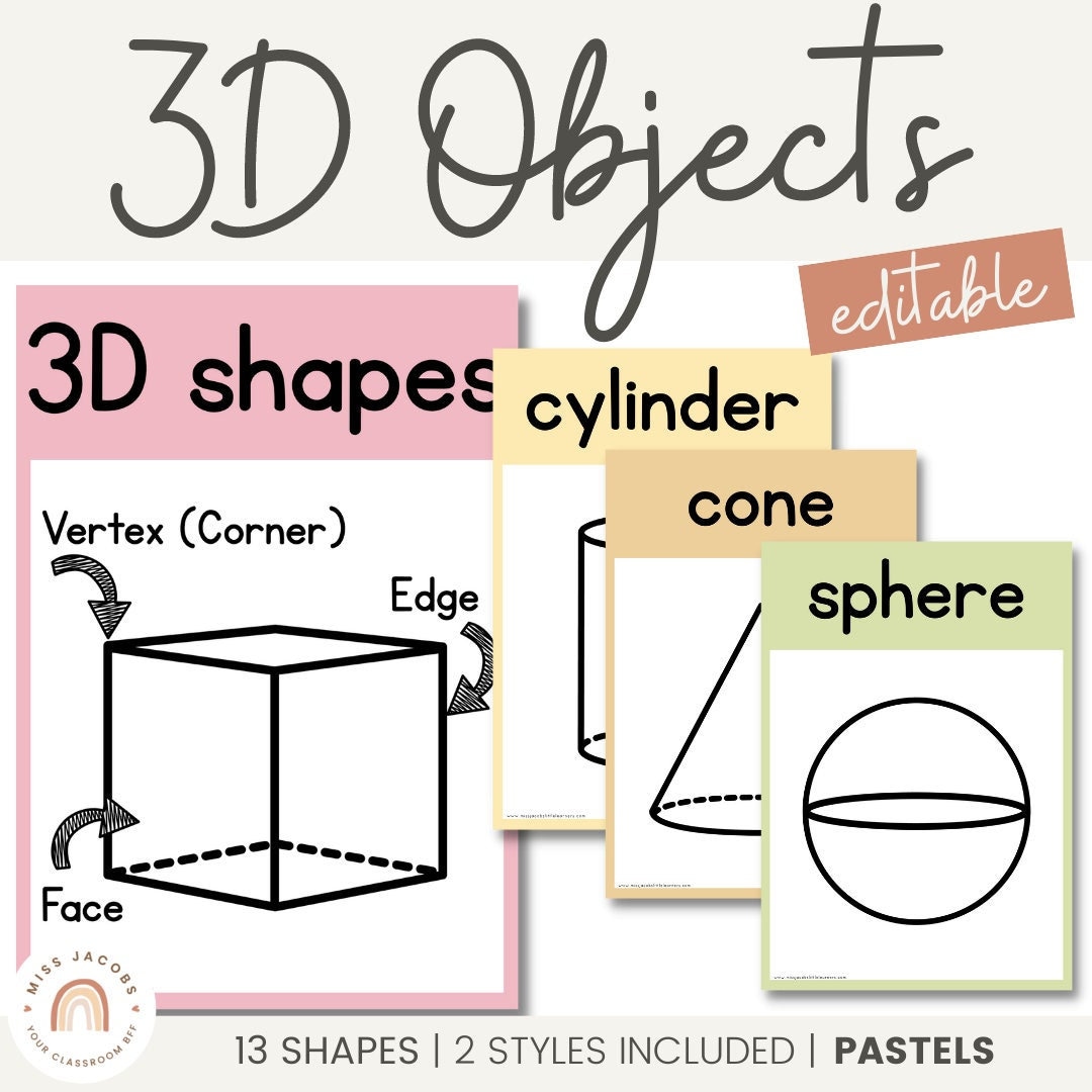 3D Objects / 3D Shapes Posters PASTELS - Etsy Australia