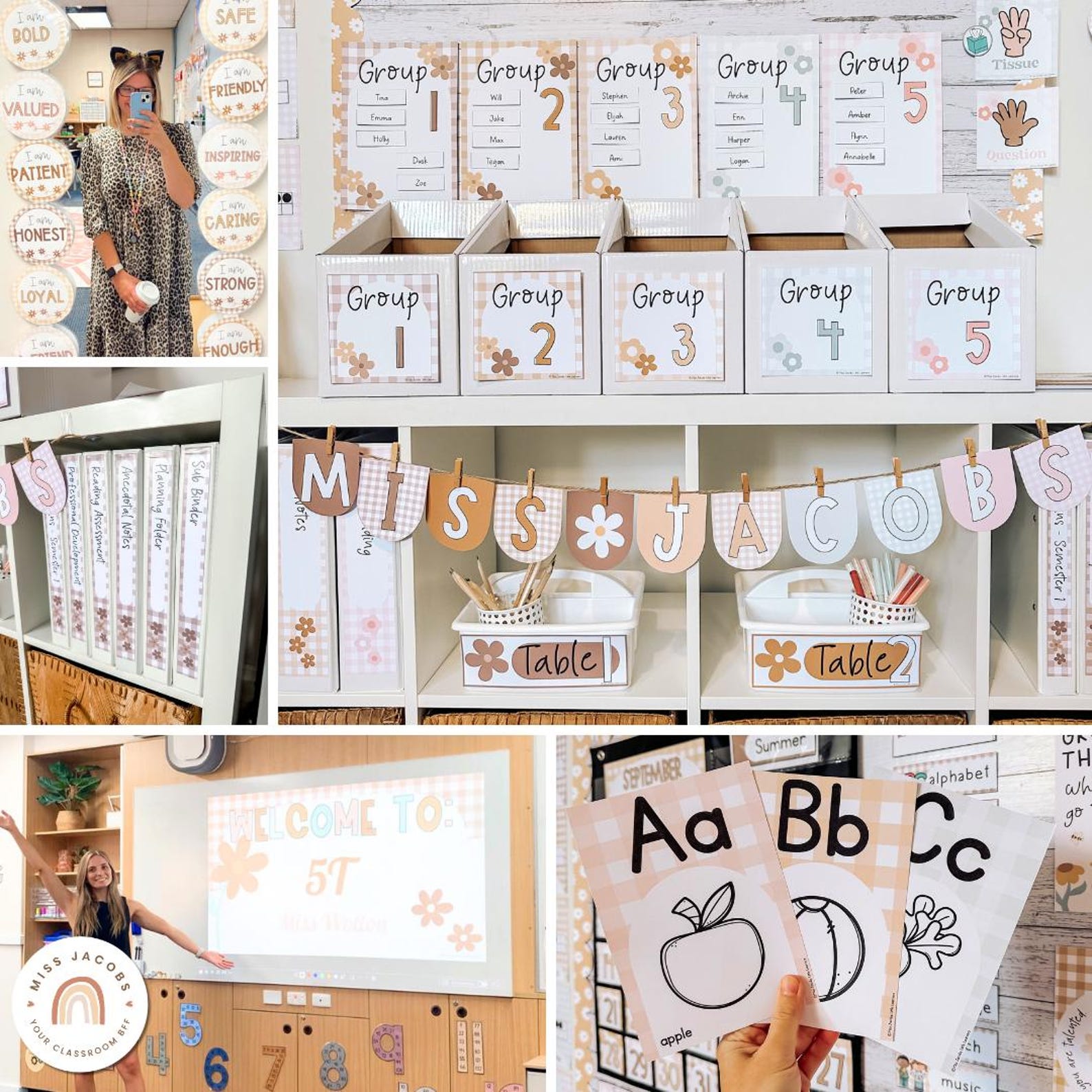 Daisy Gingham Classroom Decor Bundle | Editable - Etsy