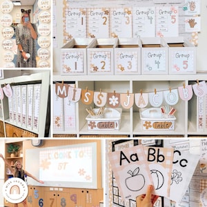 Daisy Gingham Classroom Decor Bundle | Editable - Etsy