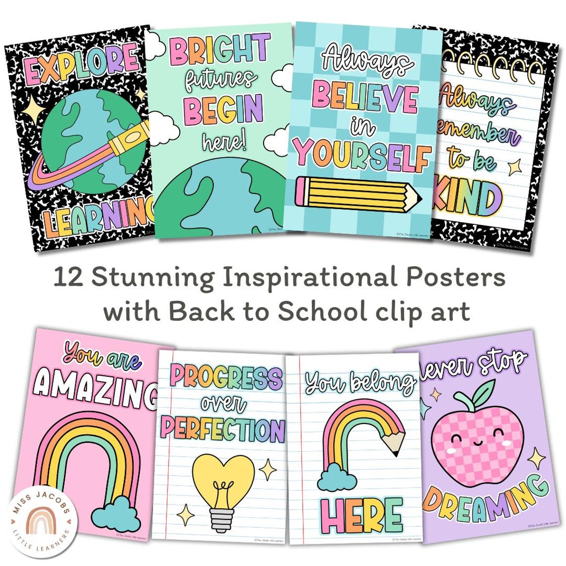 Cutesy Inspirational Classroom Posters, Composition Book Motivational ...