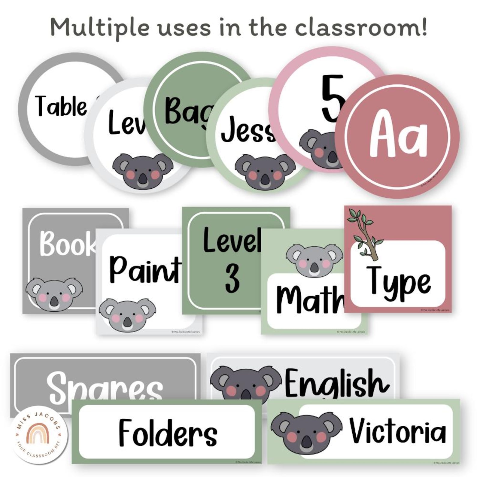 Koala Classroom Decor Bundle, Calm Nature Theme Decor Set, Editable ...
