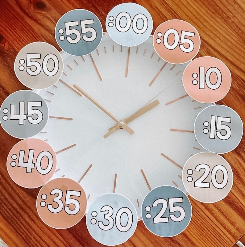 BOHO RAINBOW Clock Numbers Neutral Rainbow Classroom Decor - Etsy