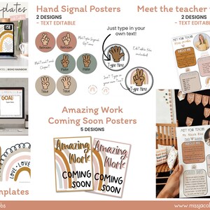 BOHO RAINBOW Classroom Decor Bundle Editable Neutral Rainbow Classroom ...