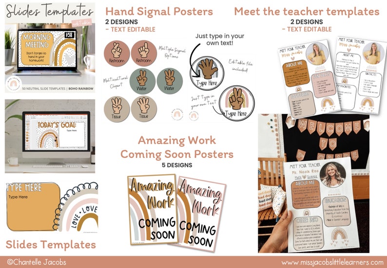 BOHO RAINBOW Classroom Decor Bundle Editable Neutral - Etsy Australia